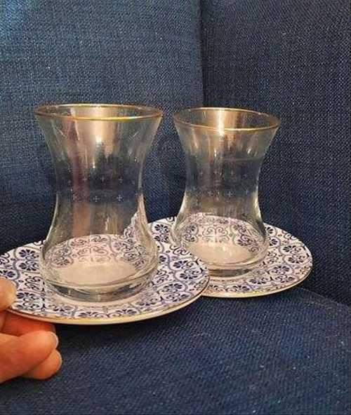 Турецкие стаканы с блюдцами (2 пары)