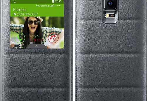 Оригинал S-View Cover Чехол Samsung Note 4 (серый)