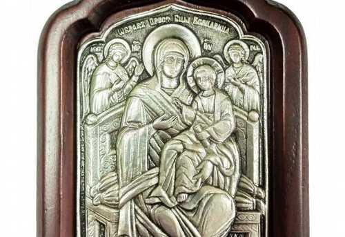 Икона серебряная из дерева Пресвятая Богородица