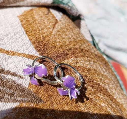 Серьги ирисы серебро эмаль