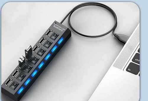 USB-концентратор 7 портов с переключателями
