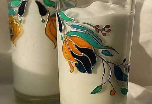 Набор стаканов "Водяная лилия" ручная роспись
