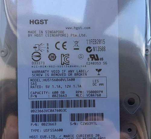 Жесткий диск hgst HUS156060VLS600