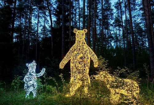 Световые фотозоны и фигуры медведей