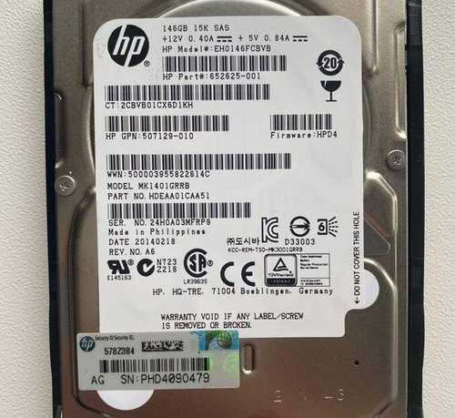 Жесткий диск HP 146Gb 15K MK1401grrb 507129-010