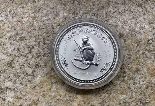 Серебряная монета Год Обезьяны 2004г, 31,1гр