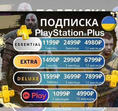 Подписка ps plus delux   ea play Украина (Арт.49736)