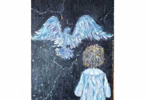 Картина маслом на холсте ангел дети 50 на 35 см