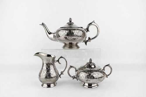 Чайное трио Glow. Англия, серебрение, 1900-1930 гг