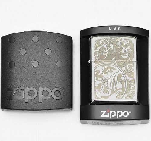 Зажигалка Zippo 150 Magnifying Scrolls Оригинал