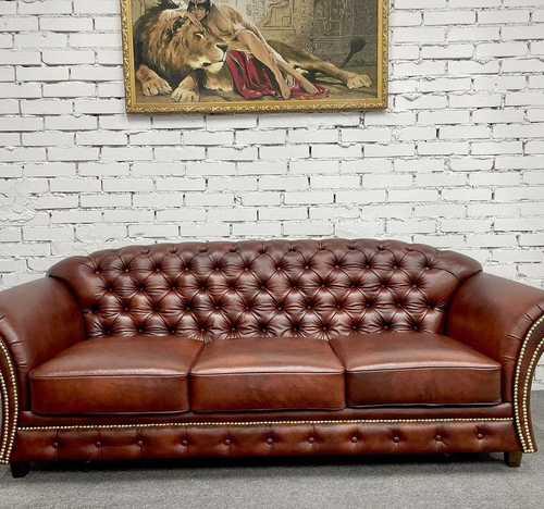 Финский кожаный диван Chesterfield