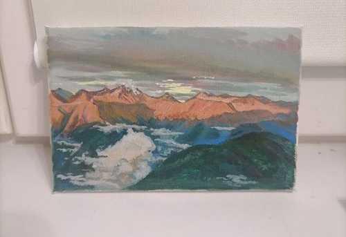 Картина маслом на холсте "Горы" на Роза Хутор