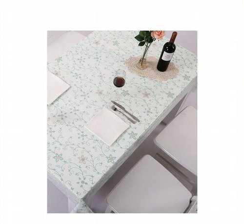 Клеенка столовая ажурная 300г*132см*22м Цветы зеле