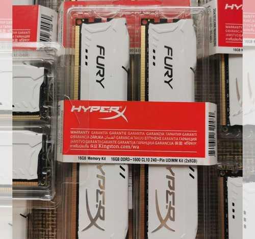 DDR3 16Gb 1600Mhz Kingston Fury KIT 8Гб*2 белая