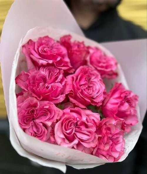 Букет 9 пионовидных розовых роз