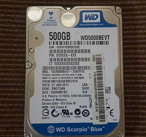 Жесткий диск WD Scorpio Blue 500gb