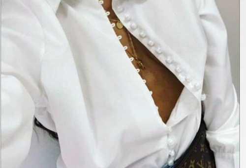 Блузка белая с жемчужными пуговицами Xs-S