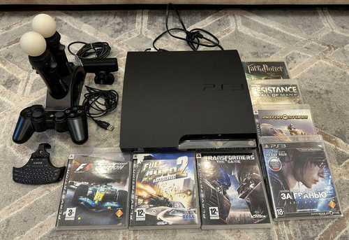 Sony playstation 3 slim+ps3 move+игры