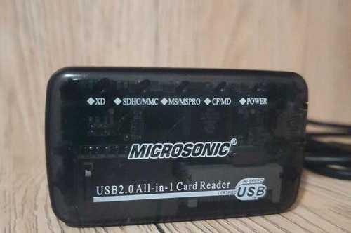Картридер Microsonic usb 2.0 hub all-in-1