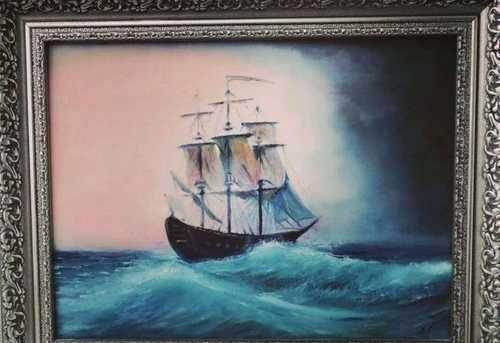 Картина маслом на холсте "Синее море"