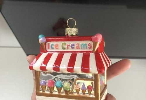 Елочная игрушка тележка с мороженым, цирк