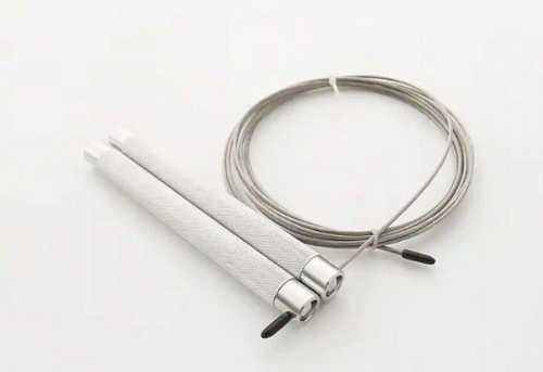 Скакалка скоростная серебро, цилиндрические ручки