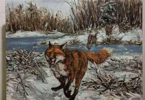 Картина маслом на холсте" Погоня за лисом"