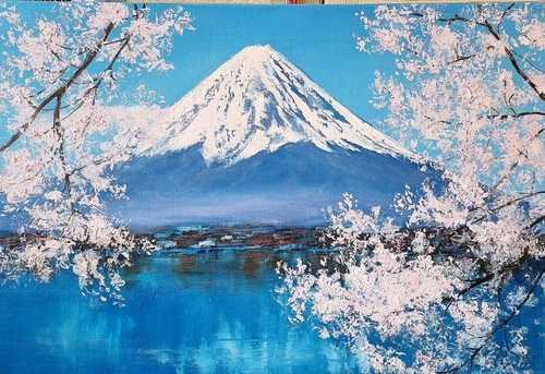 Картина Фудзияма пейзаж с сакурой горы 50*70