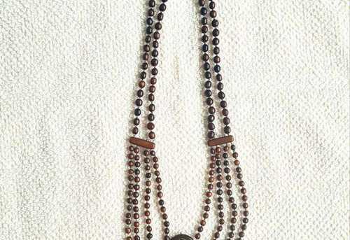 Комплект ожерелье и серьги из дерева