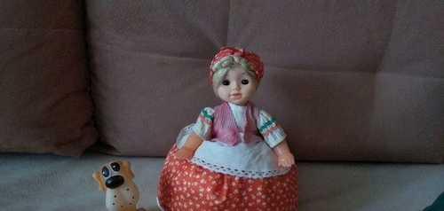 Раритет: Кукла- грелка на чайник и собачка, СССР