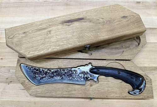 Кованный нож дракон в деревянном Кейсе
