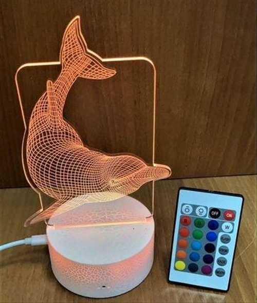 3D Светильник с пультом " Дельфин "04ва91