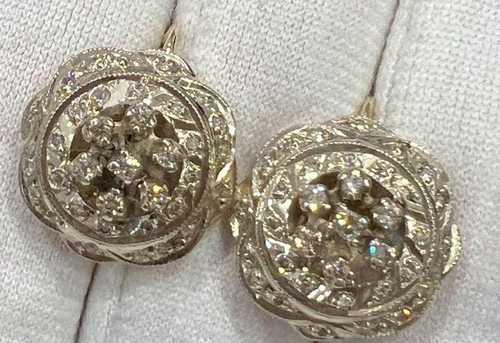 Крупные Золотые 750 Серьги с бриллиантами СССР