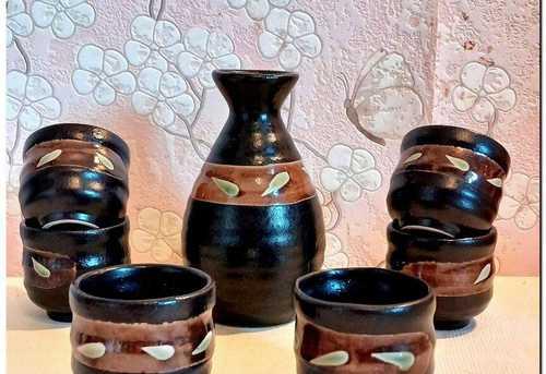Японская керамика. Набор для саке. 7 предметов
