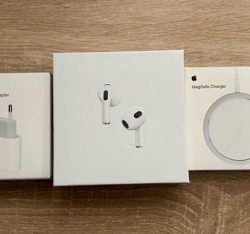 Airpods 3rd generation, magsafe charger и адаптер