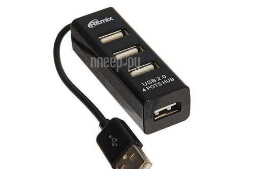 Хаб USB Ritmix CR-2402 USB 4-ports Black