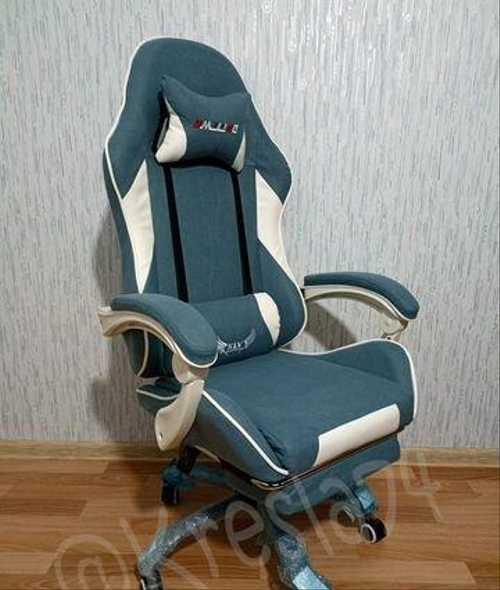 Геймерское кресло из ткани синего цвета
