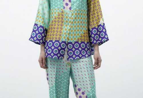 Костюм Zara в пижамном стиле пэчворк
