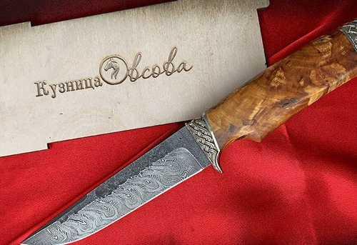Нож "Ямал", клинок Дамасская сталь, рукоять карель
