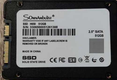 SSD Somnambulist 512гб SATA3 скорость 550мб Новый