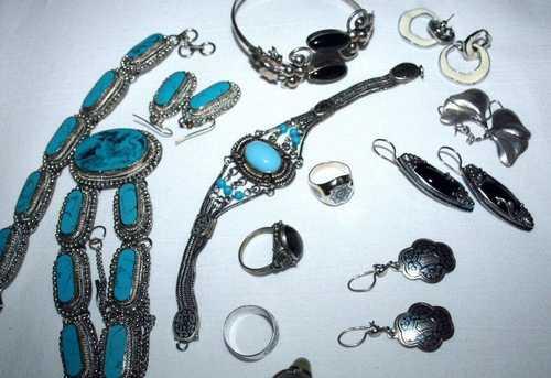 Серьги, браслеты, кольца, серебро