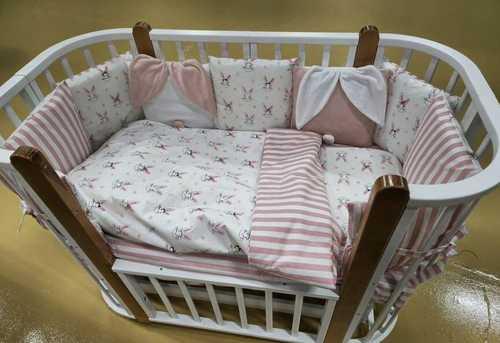 Детское постельное белье в кроватку Зайка