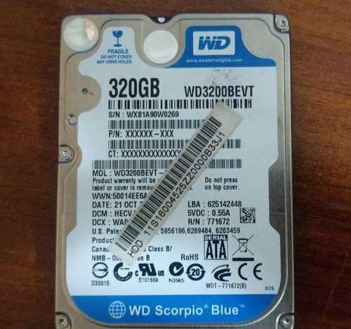 Жесткий диск 320GB 2.5 WD blue