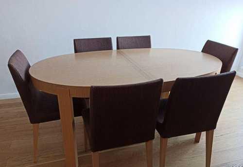 Стол обеденный и 6 стульев шпон дуба BoConcept