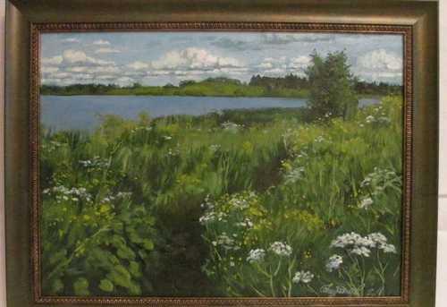 Картина «Тропинка к озеру». Оргалит. Масло