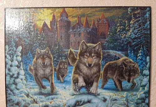 Картина из пазлов Волки и готический замок