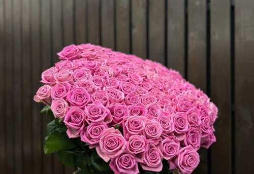 101 розовая роза 70 см