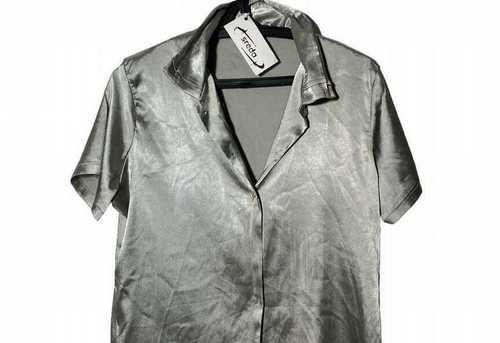 Серебряная рубашка винтаж y2k женская