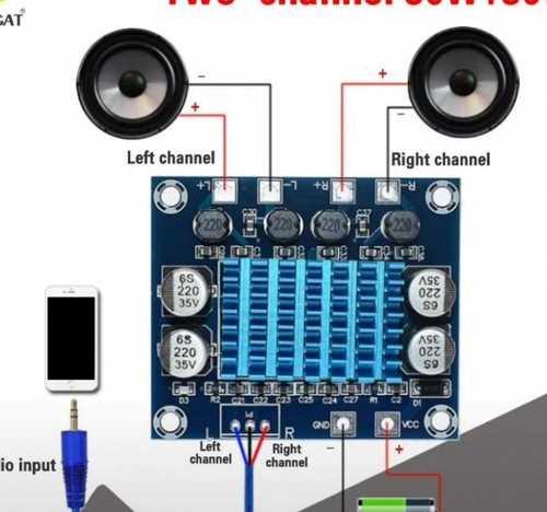 Цифровой аудио стерео усилитель 30Вт