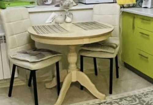 Кухонный стол из массива дерева+ стулья 2